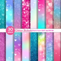 Pastel Glitter Digital Papers - Rainbow Ombre Glitter Seamless Patterns ...