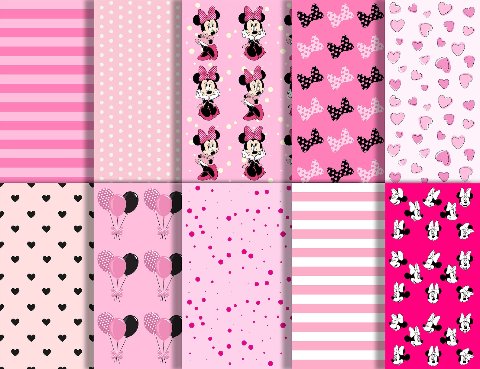 SALE Minnie Mouse Digital Paper,minnie Scrapbook,minnie Mouse Party ...