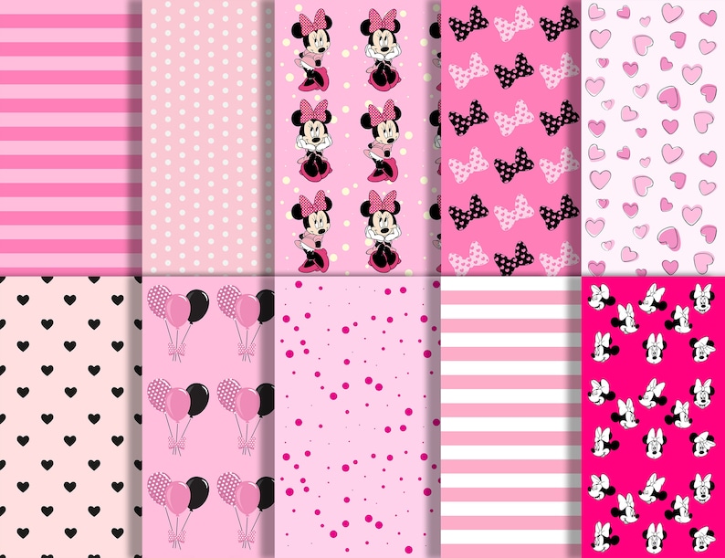 SALE Minnie Mouse Digital Paper,minnie Scrapbook,minnie Mouse Party ...