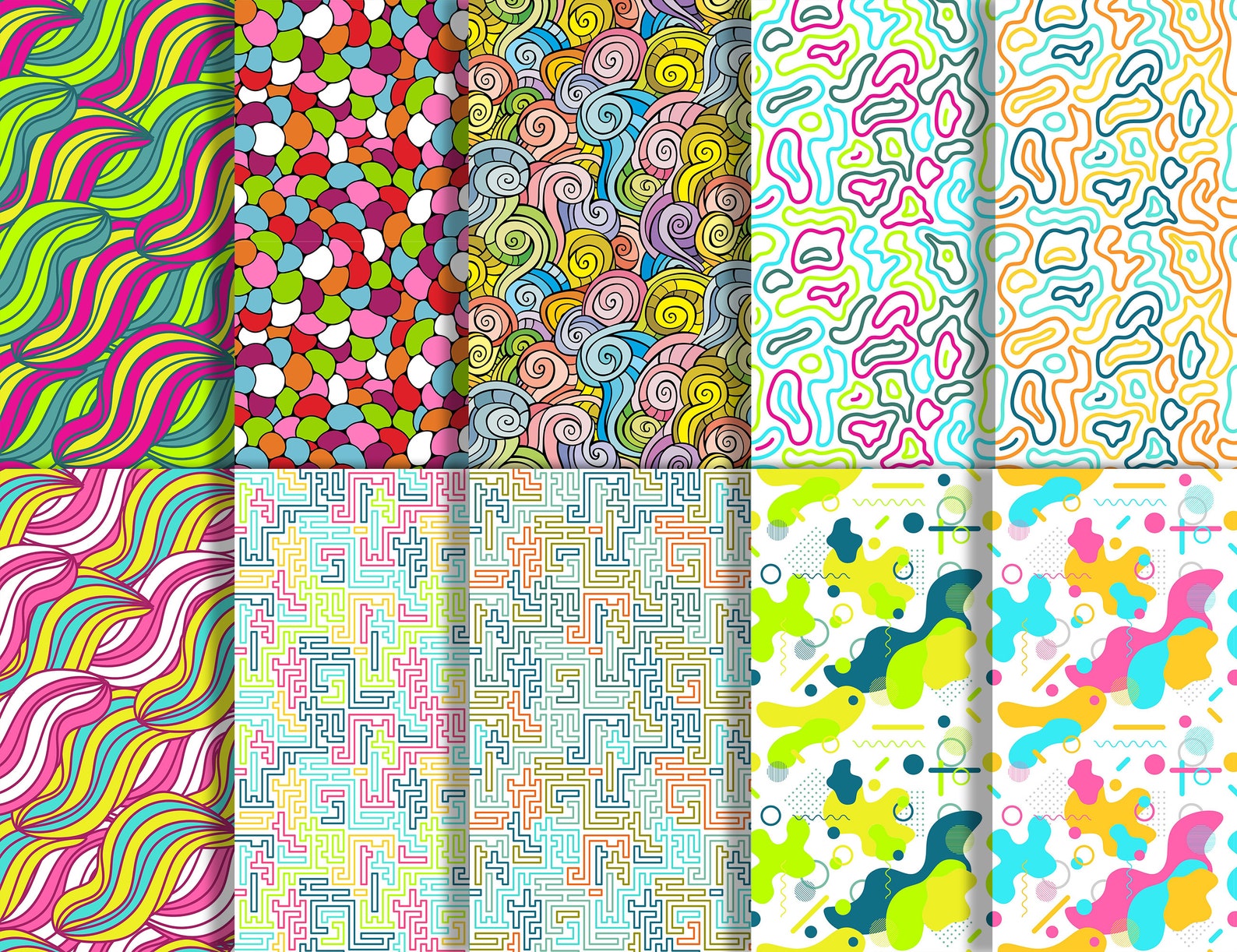 Neon Color Digital Paper,bright Colors Scrapbook,rainbow Paper,90s ...