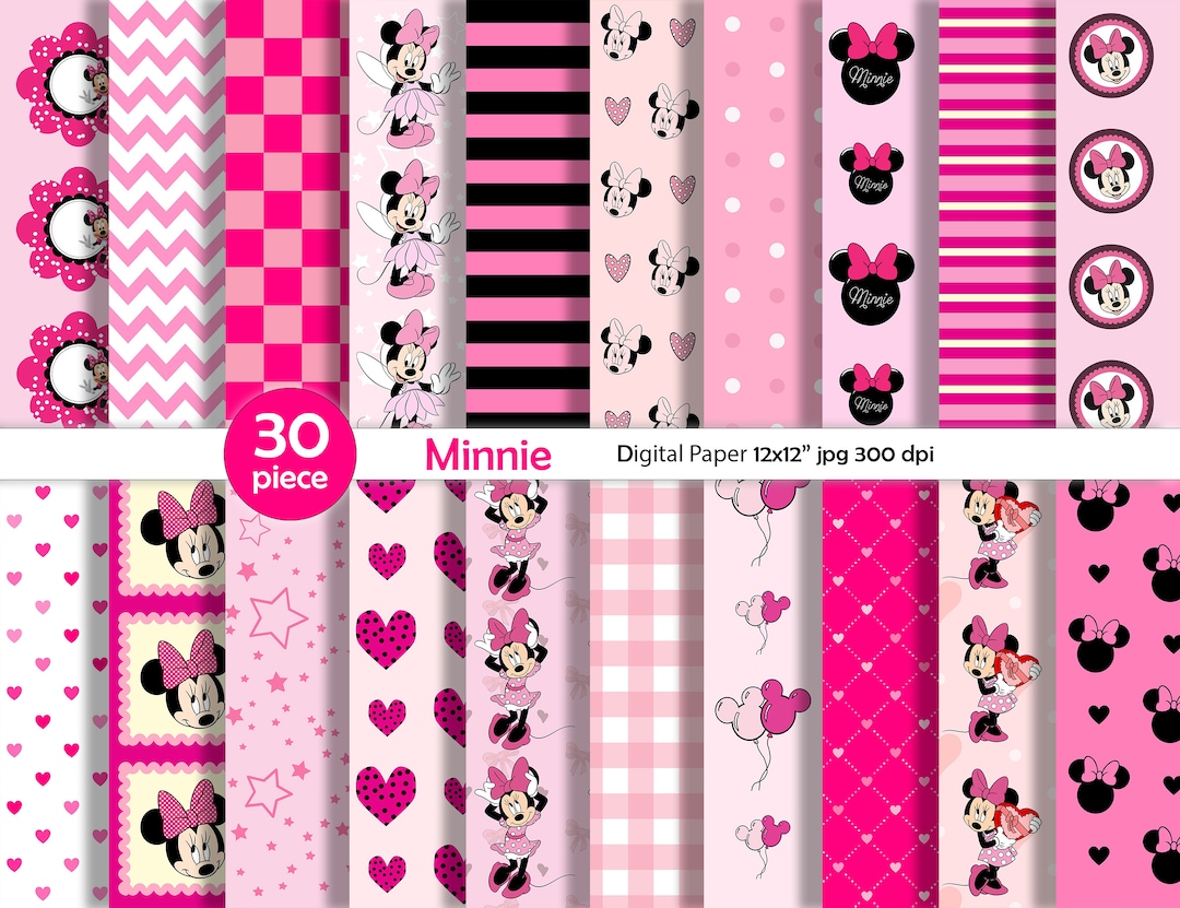 SALE Minnie Mouse Digital Paper,minnie Scrapbook,minnie Mouse Party ...