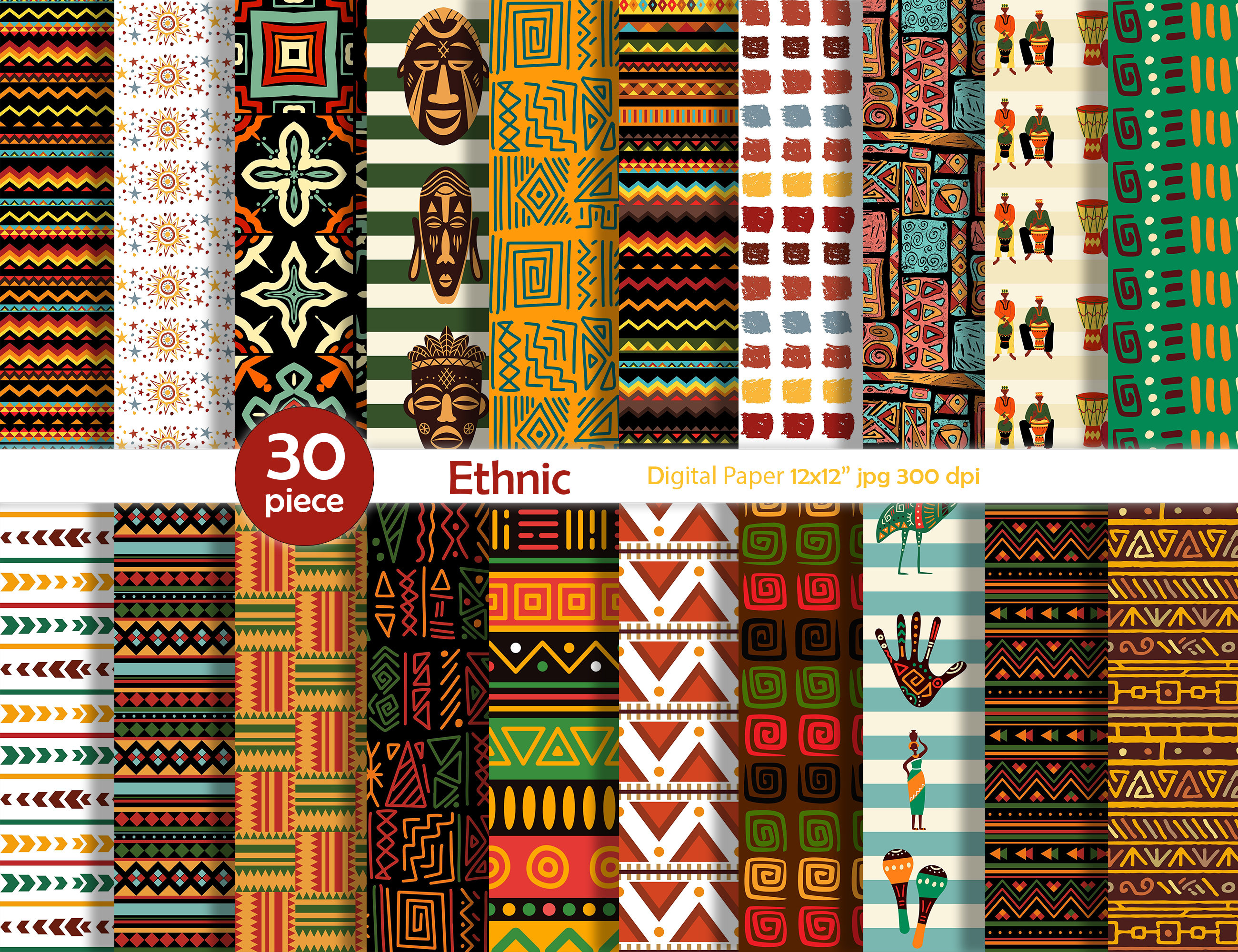 African Digital Paper,ethnic Pattern,african Scrapbook Paper,kwanzaa ...