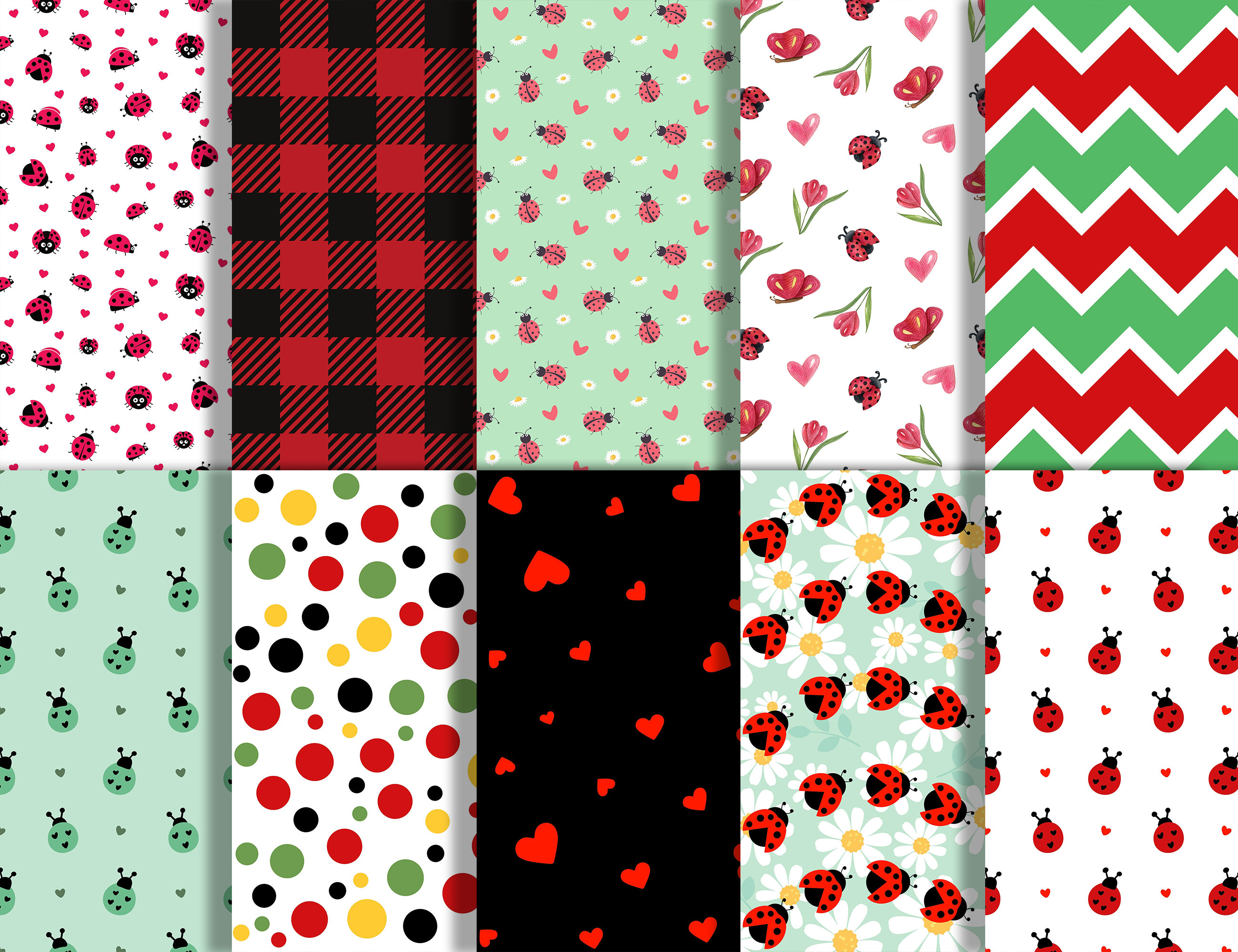 Ladybug Digital Paper, Bug Paper,ladybug Scrapbook Paper,polka Dots ...