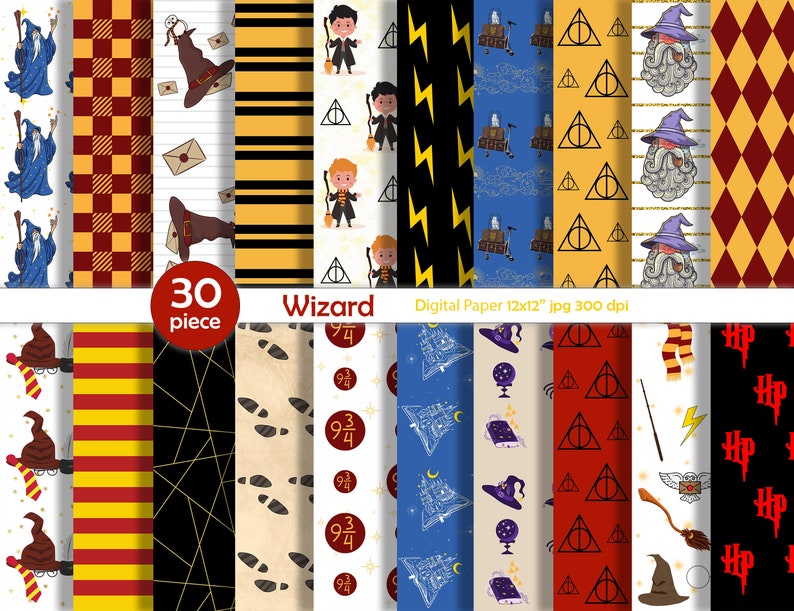 Sale Wizard Digital Paper,magic Digi Paper Pack,wizard School,magic ...