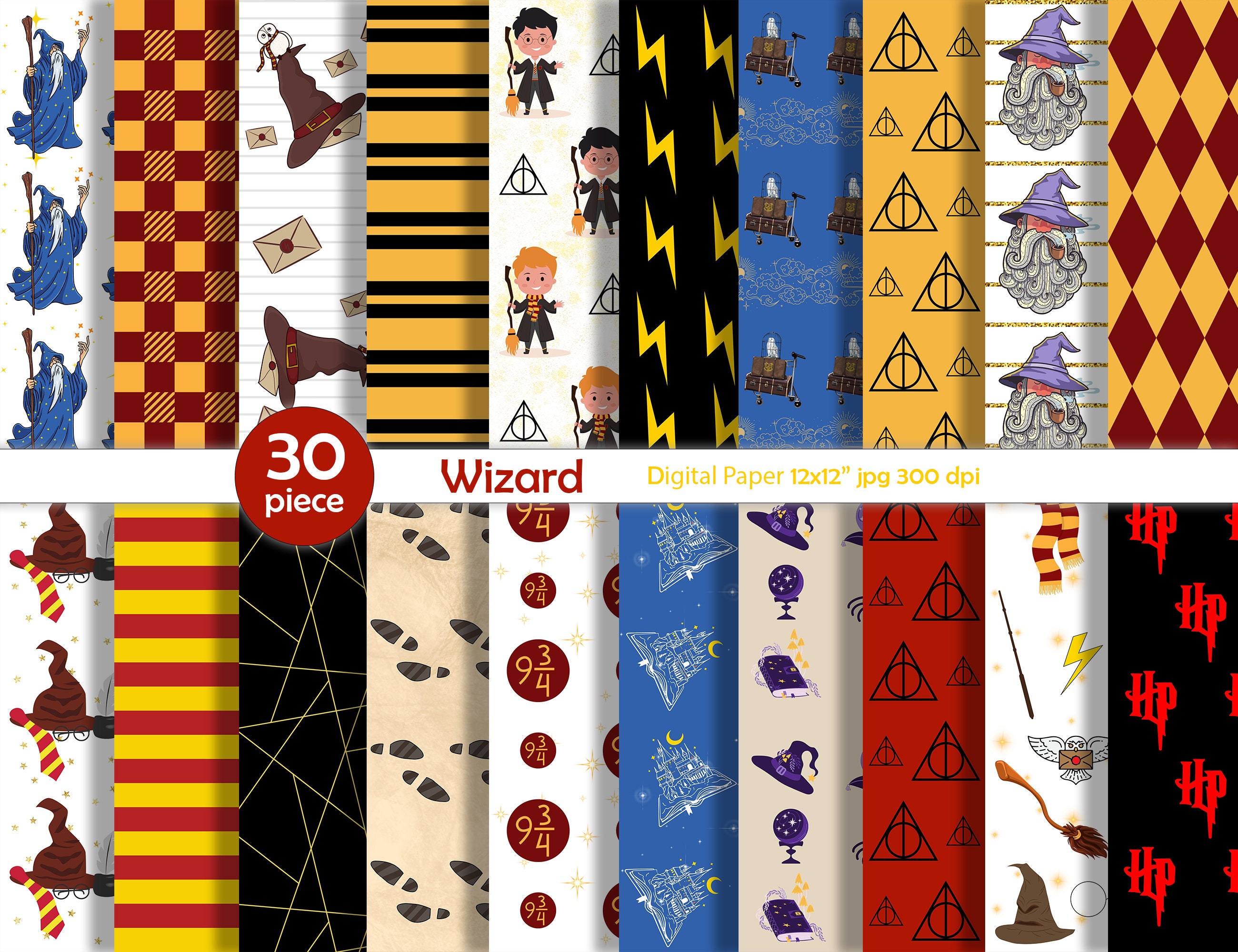Sale Wizard Digital Paper,magic Digi Paper Pack,wizard School,magic ...