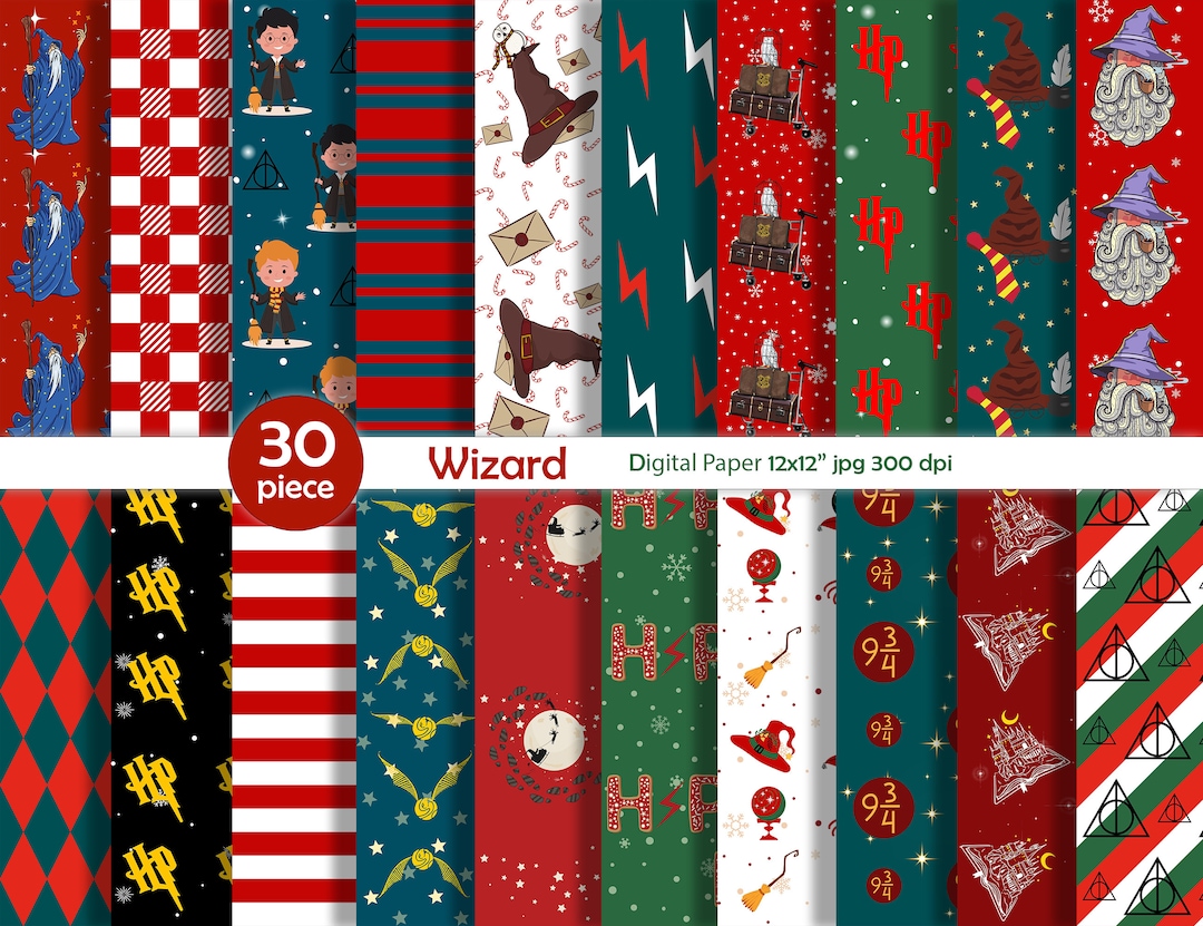 Sale Christmas Wizard Digital Paper,magic Paper Pack,wizard School ...