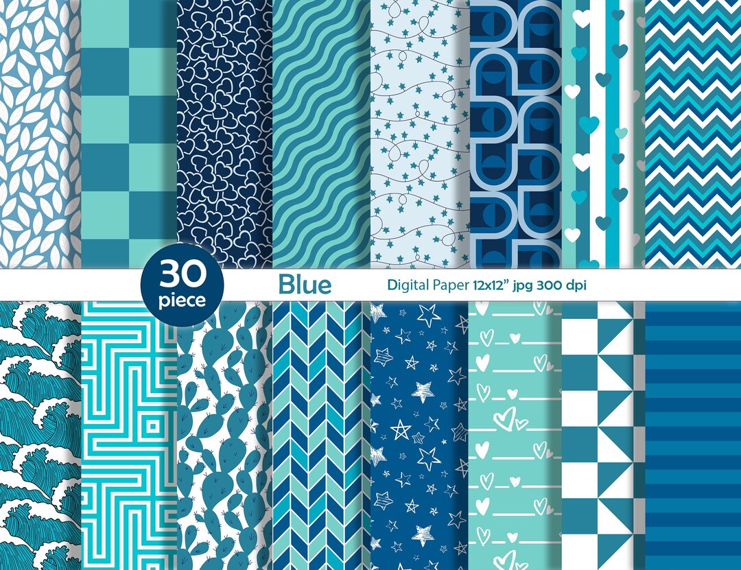 Blue Seamless Pattern Digital Paper, 12x12 (digital Download) - Etsy