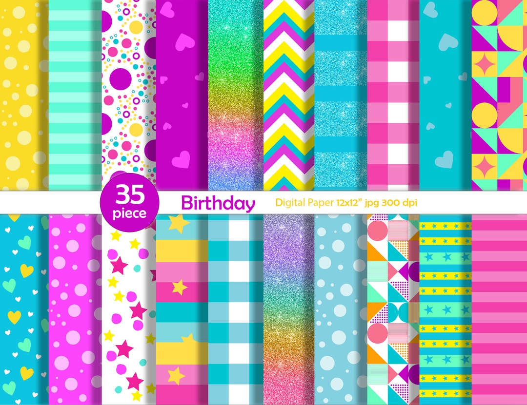 Birthday Digital Paper,party Papers,scrapbook Paper,birthday İnvitation ...