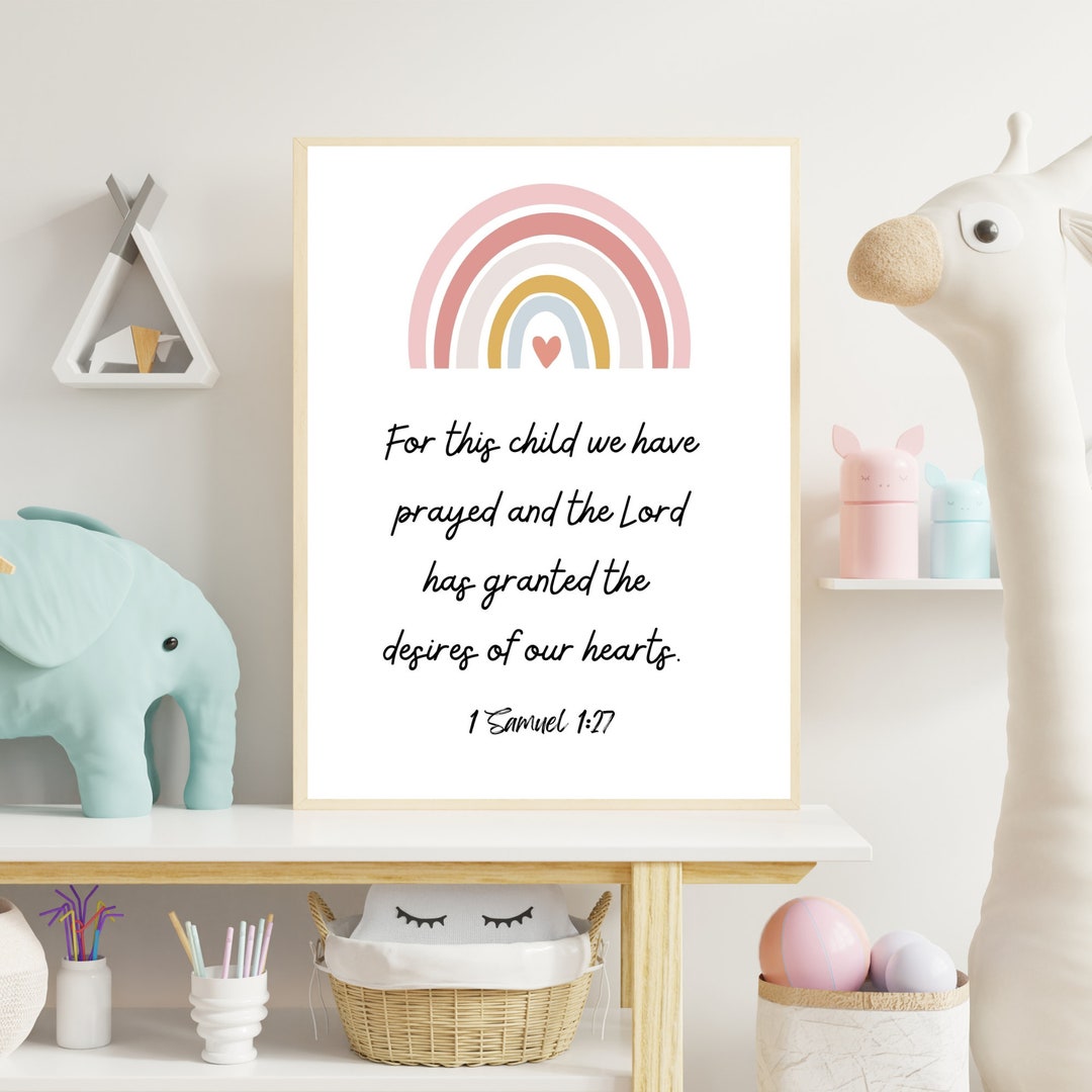 Printable Nursery Bible Verse Art "for This Child We Have Prayed" 1 ...