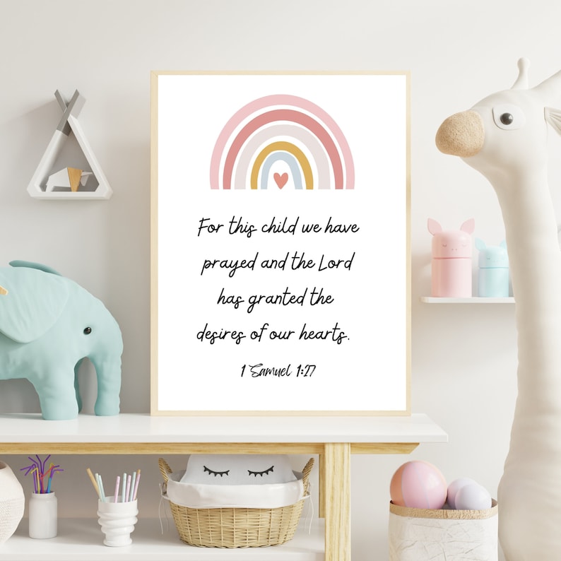 Printable Nursery Bible Verse Art "for This Child We Have Prayed" 1 ...