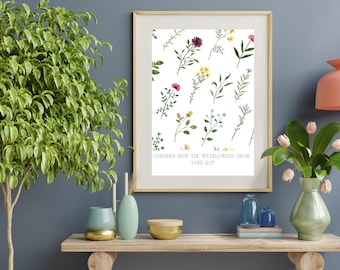 Printable Bible Verse Art consider How the Wildflowers - Etsy