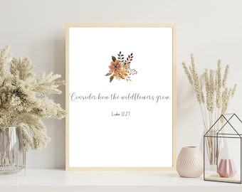 Printable Bible Verse Art consider How the Wildflowers - Etsy