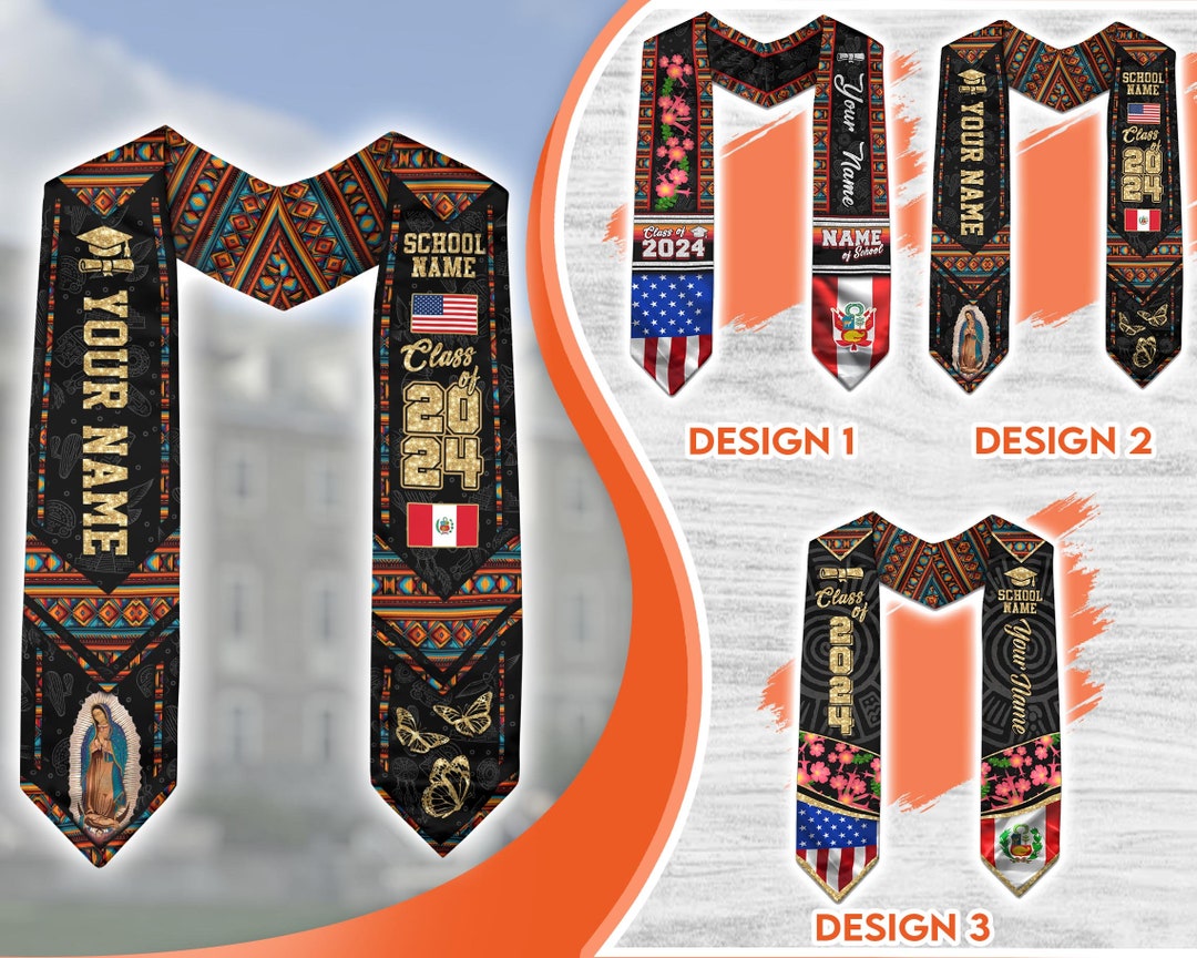 Peru Graduation Stole Custom, Graduation Sash, Personalized Peruvian ...