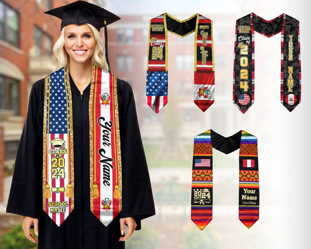 Peru Graduation Stole Custom, Graduation Sash, Personalized Peruvian ...