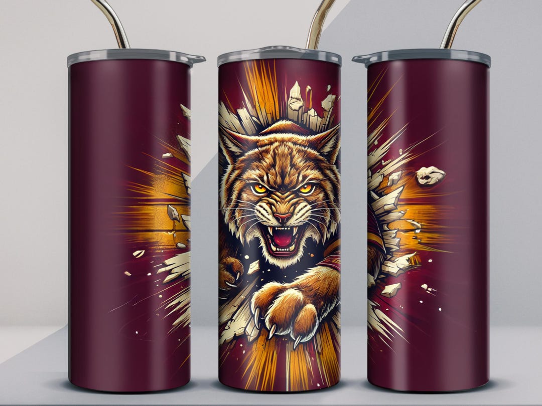 Bobcat Tumbler Wrap Png | Collage Tumbler | 20 Oz Skinny Tumbler ...