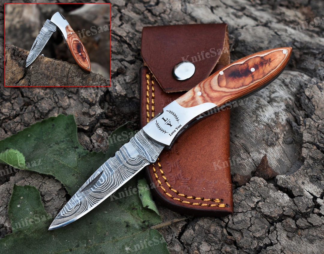 Personalized Handmade Pocket Knife Handmade Damascus Steel Folding Knife Pocket Knife Gift for ...