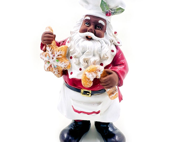 African American Baker Santa With Gingerbread Star and Candy Cane - Etsy