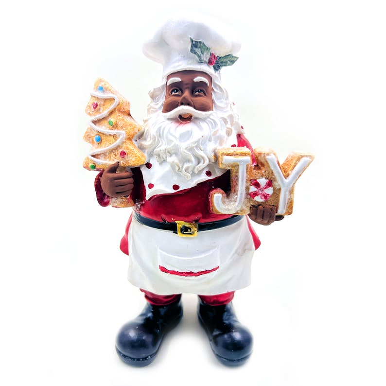 African American Baker Santa With Gingerbread Tree & Joy Cookie - Etsy