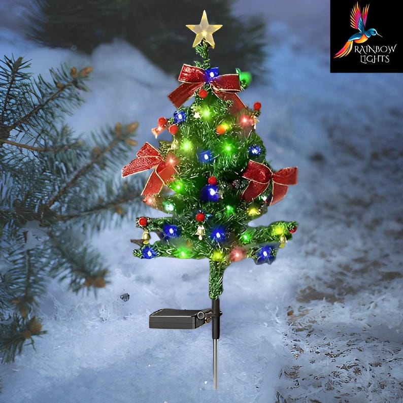 2PCS Solar Christmas Decoration Tree Light Outdoor Waterproof 20led ...