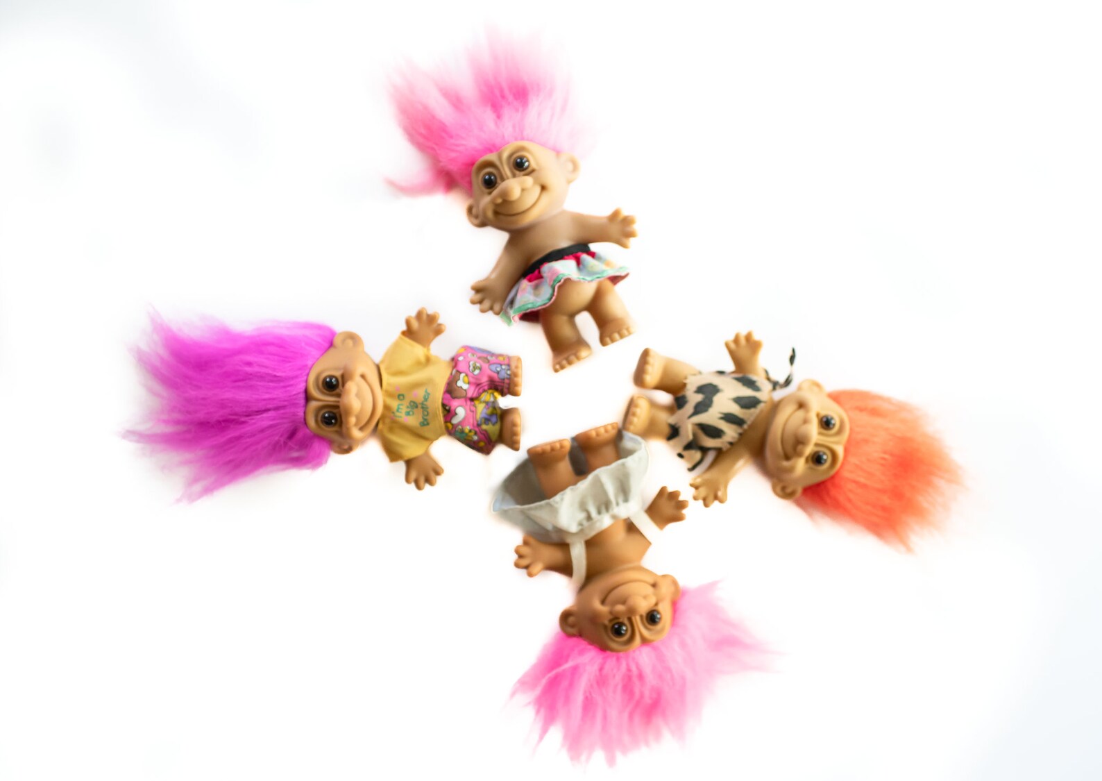 Vintage Russ Troll Doll With Pink Hair & Colorful Print Skirt ...