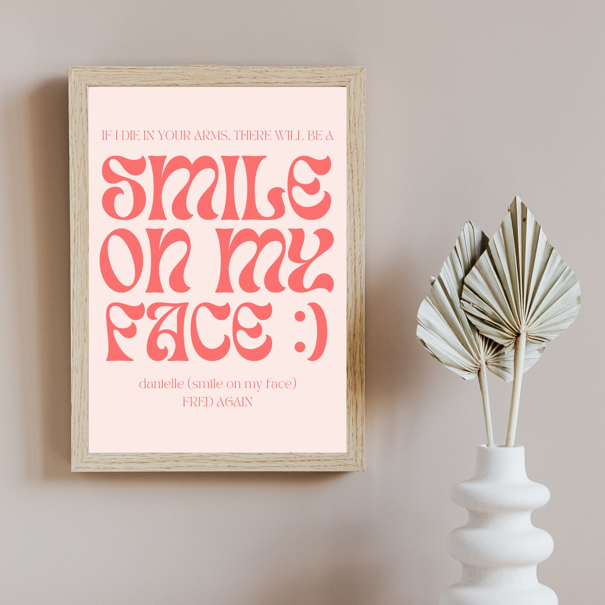 Fred Again Pink 'danielle (smile on My Face)' Poster - Digital Download ...