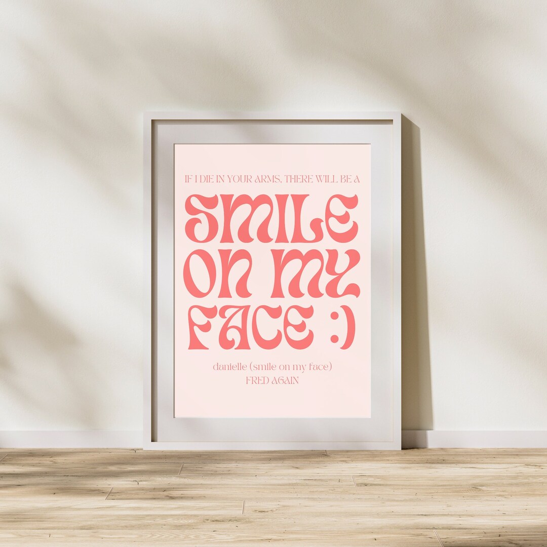 Fred Again Pink 'danielle (smile on My Face)' Poster - Digital Download ...