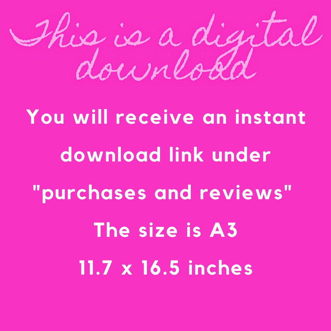 Pink Life Rules Poster | Cute Paint-style 16x20 Print | Digital ...