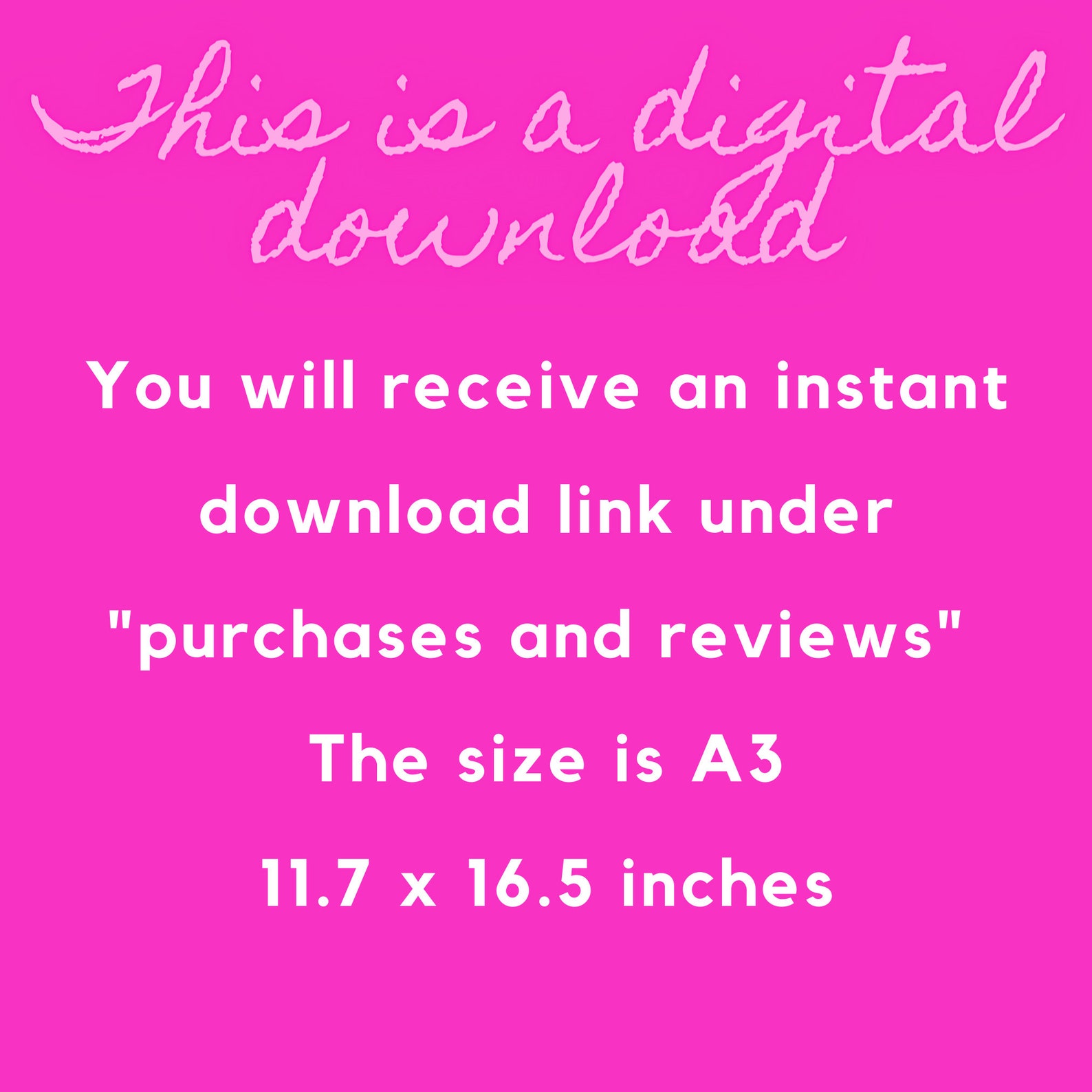 Pink Life Rules Poster | Cute Paint-style 16x20 Print | Digital ...