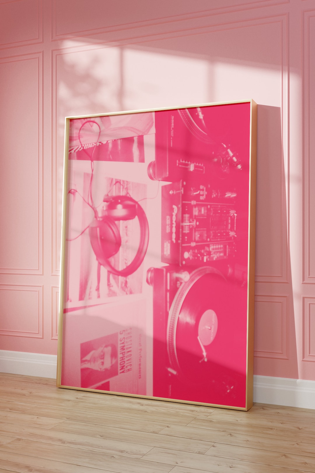Pink Vintage DJ Controller and Headphones Print | Pink Music Poster ...