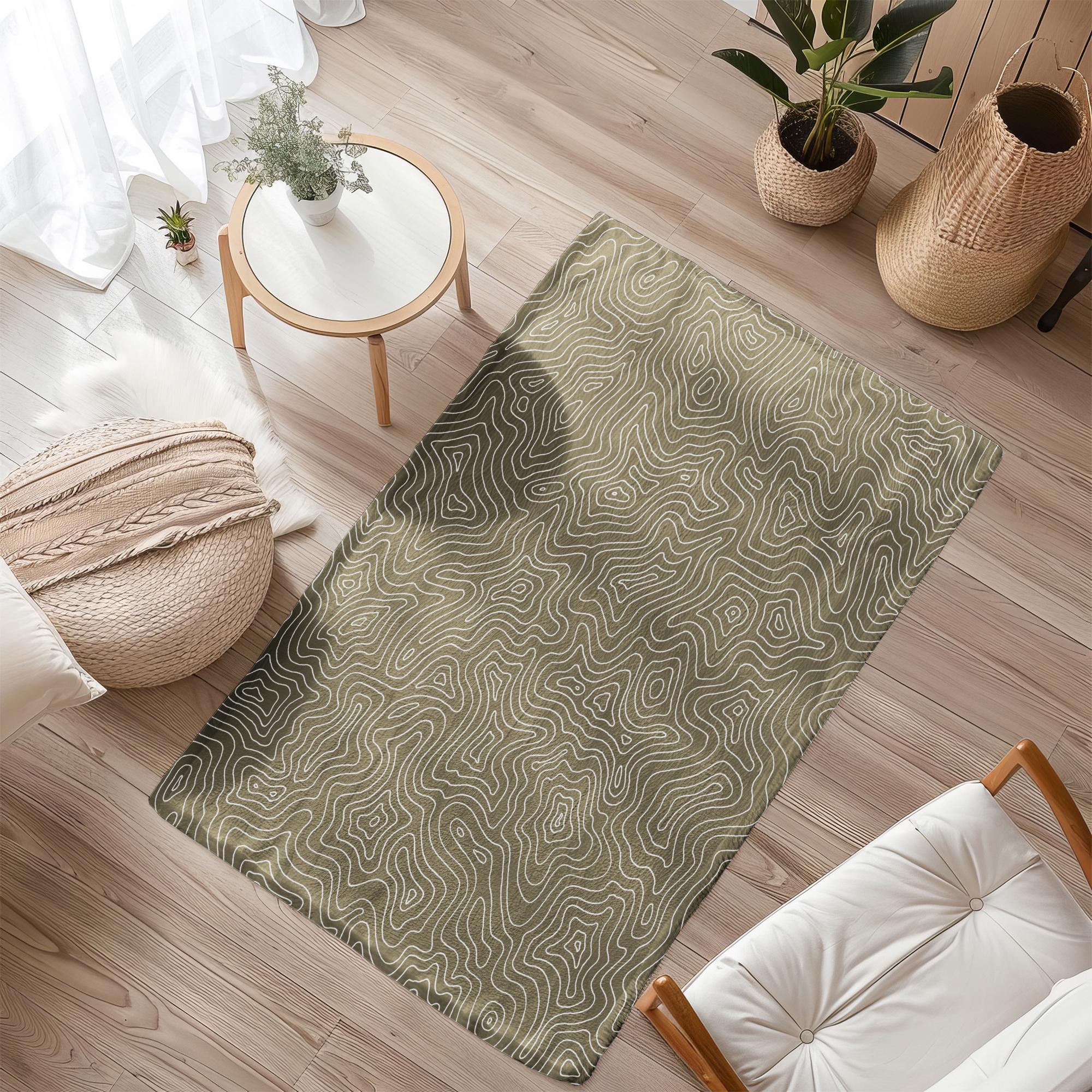 Topographic Map Gold Rug | Beach House Carpet | Indoor Outdoor Floor ...