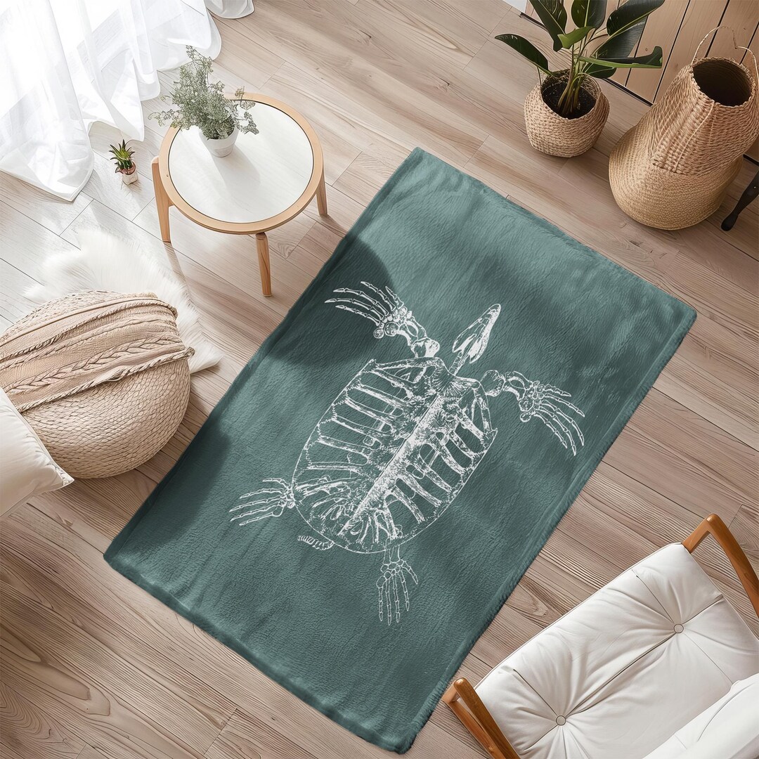 Sea Turtle Skeleton Rug | Beach House Carpet | Indoor Outdoor Floor Rug ...