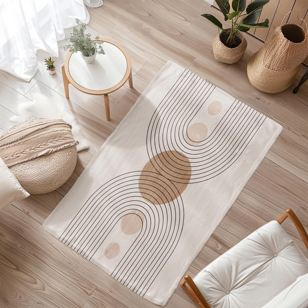 Boho Sun Moon Line Art Rug | Beach House Carpet | Indoor Outdoor Floor ...