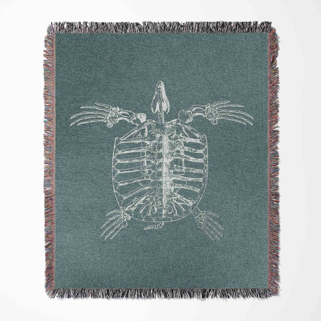 Sea Turtle Skeleton Bones Woven Blanket Throw Tapestry Cotton Knitted ...
