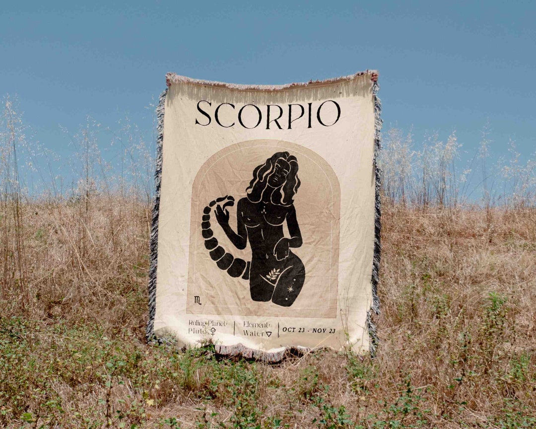 Halloween Scorpio Zodiac Sign Horoscope Witchy Woven Blanket Throw ...