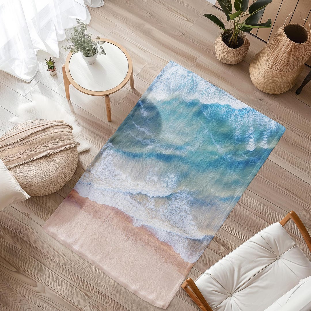 Ocean Waves Beach Rug | Beach House Carpet | Indoor Outdoor Floor Rug ...