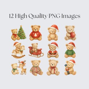 Christmas Santa Teddy Bear PNG Clipart, Digital Download for Holiday ...