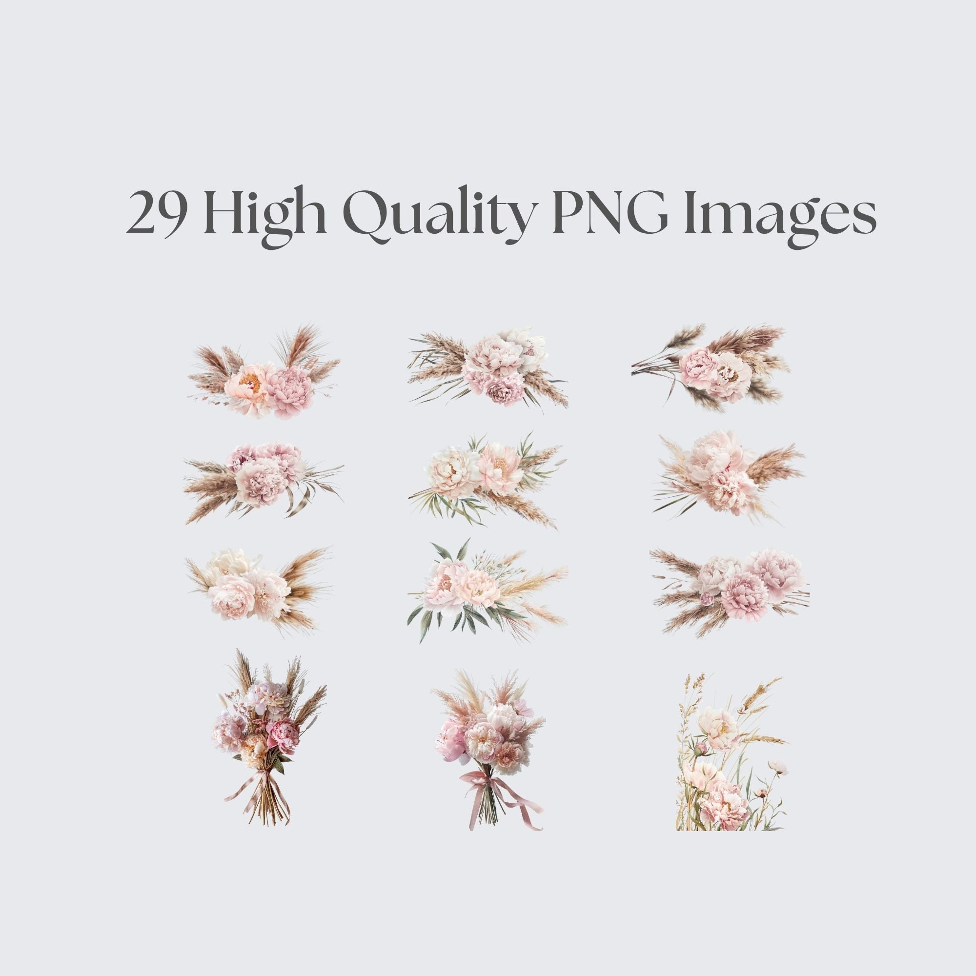 Bohemian Floral Clipart, Pampas Clipart, Bohemian Floral Clipart ...