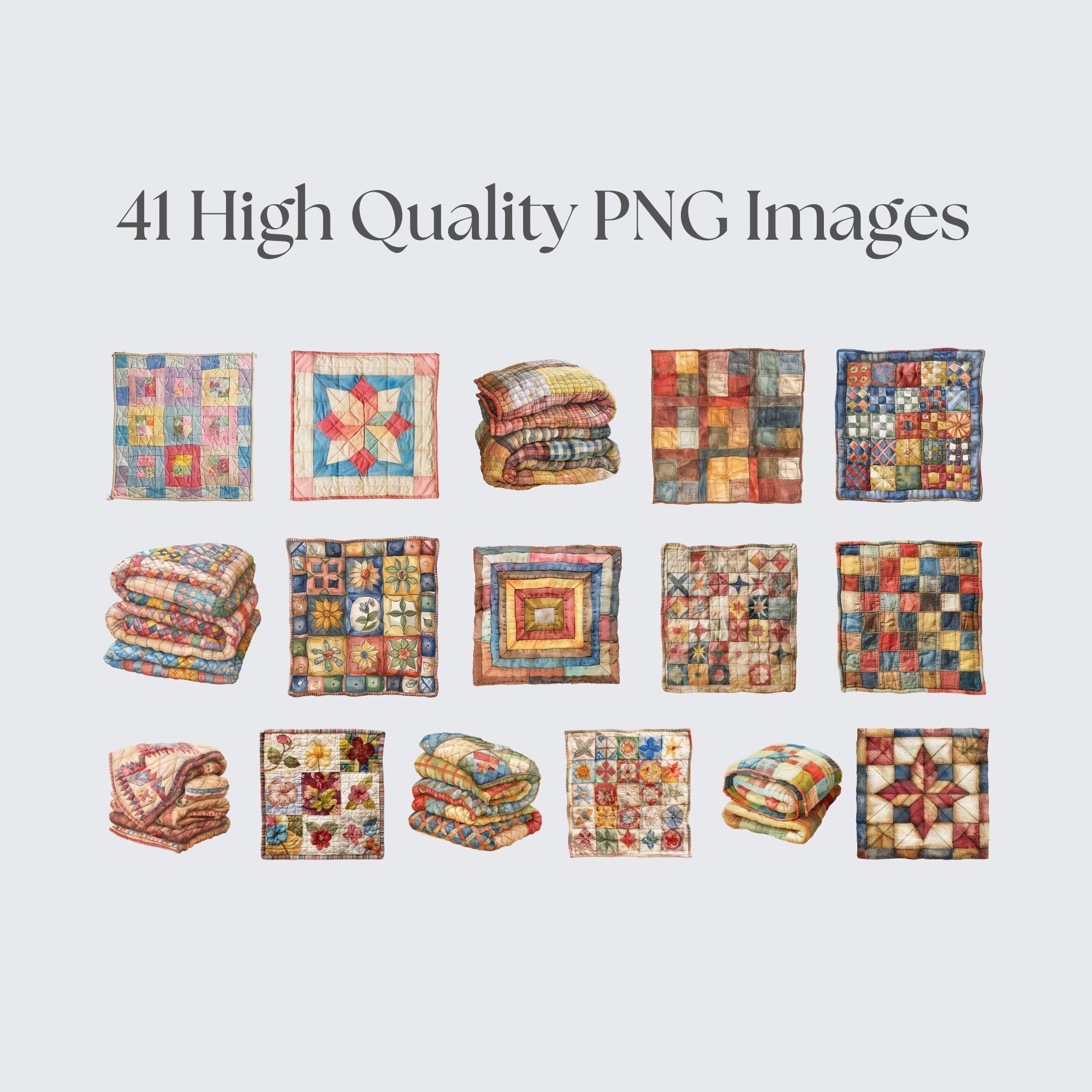Quilt Squares Clipart, Digital Download, Vintage Crafting Images ...