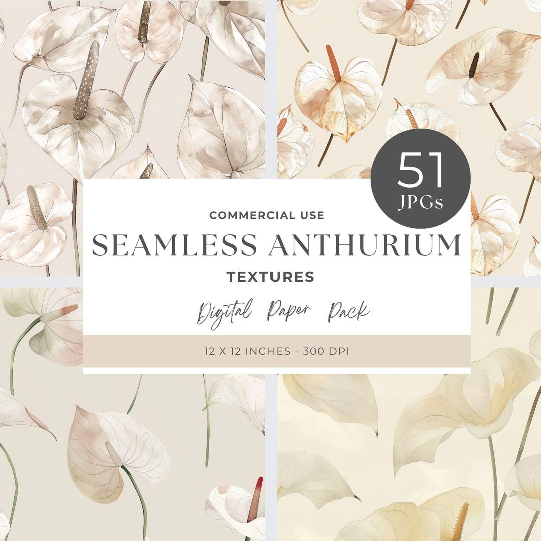 Seamless Pattern Anthurium, Floral for Lei Png, Floral Pattern, Neutral ...