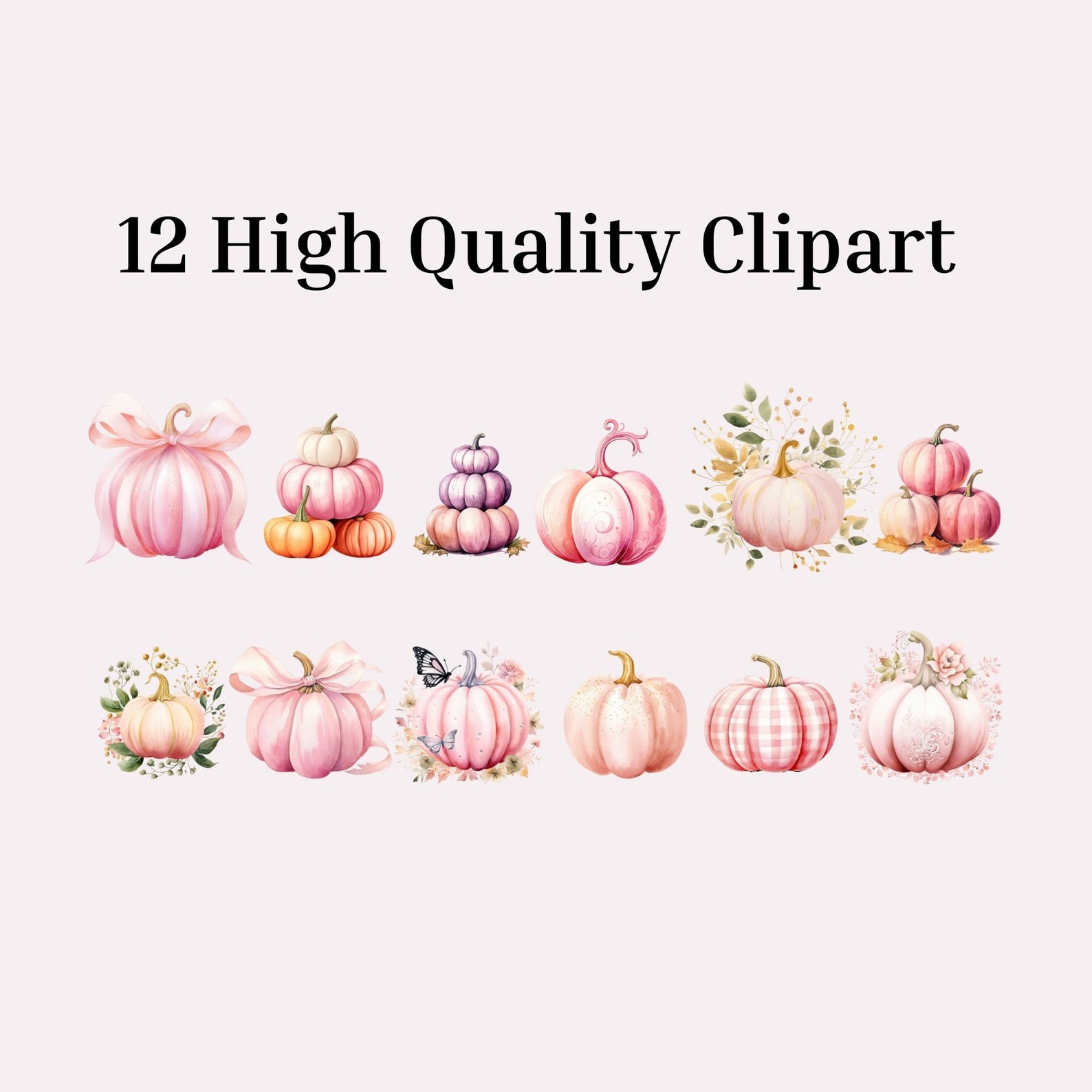 Watercolor Pumpkin Clipart Pink | Thanksgiving Floral Pumpkin Png ...