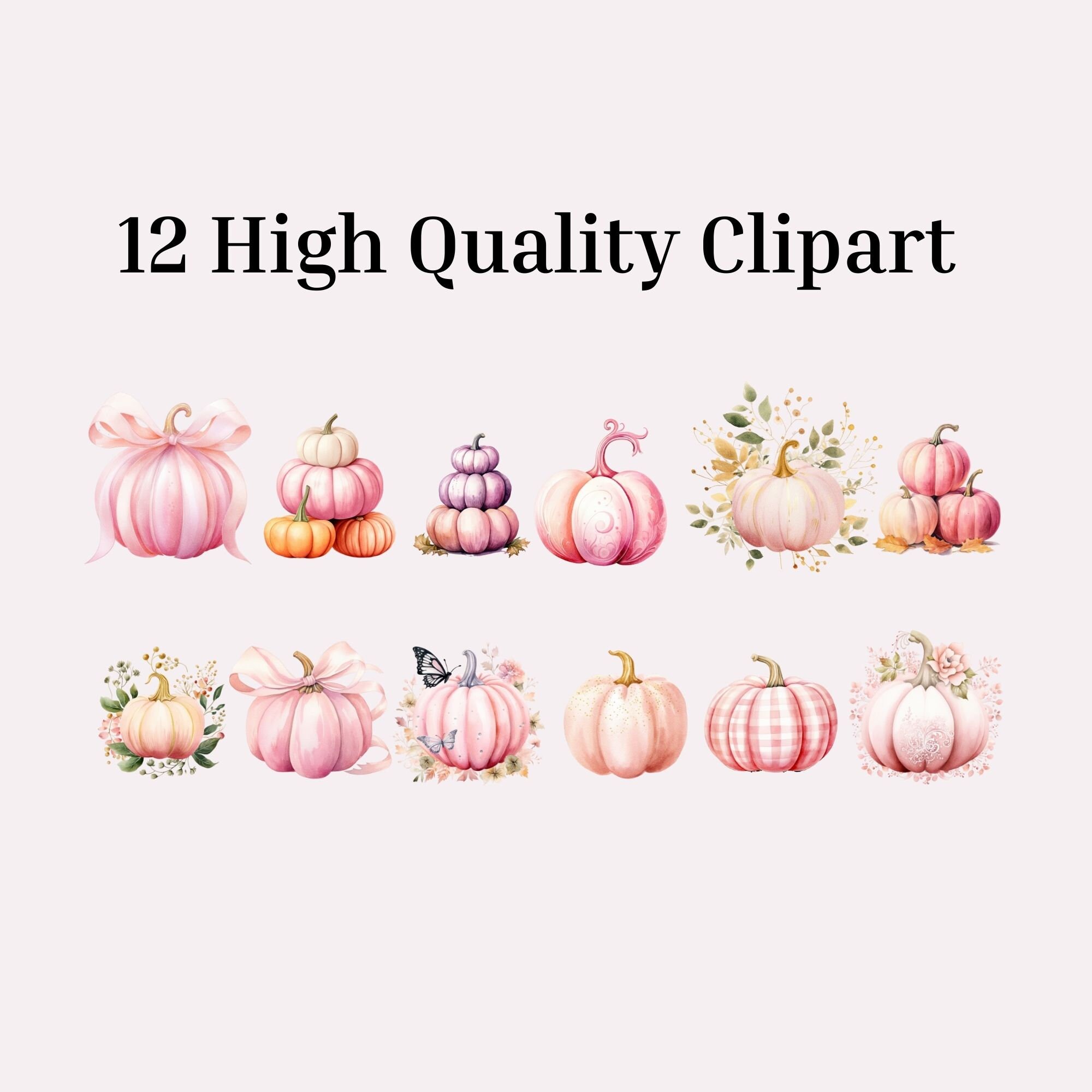 Watercolor Pumpkin Clipart Pink | Thanksgiving Floral Pumpkin Png ...