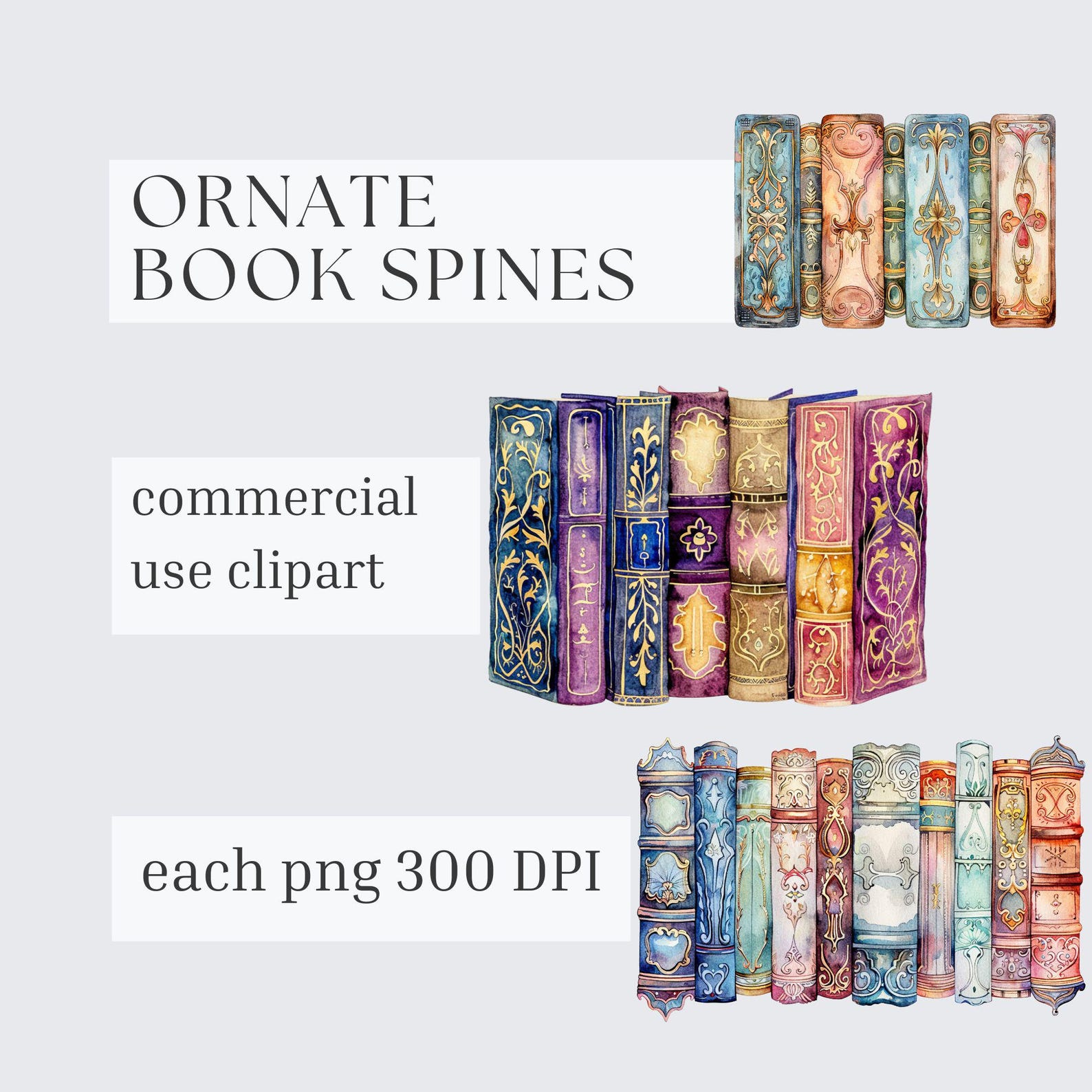 Book Spine Clip Art, Book Spines PNG, Book Junkie Png, Ornate Book ...