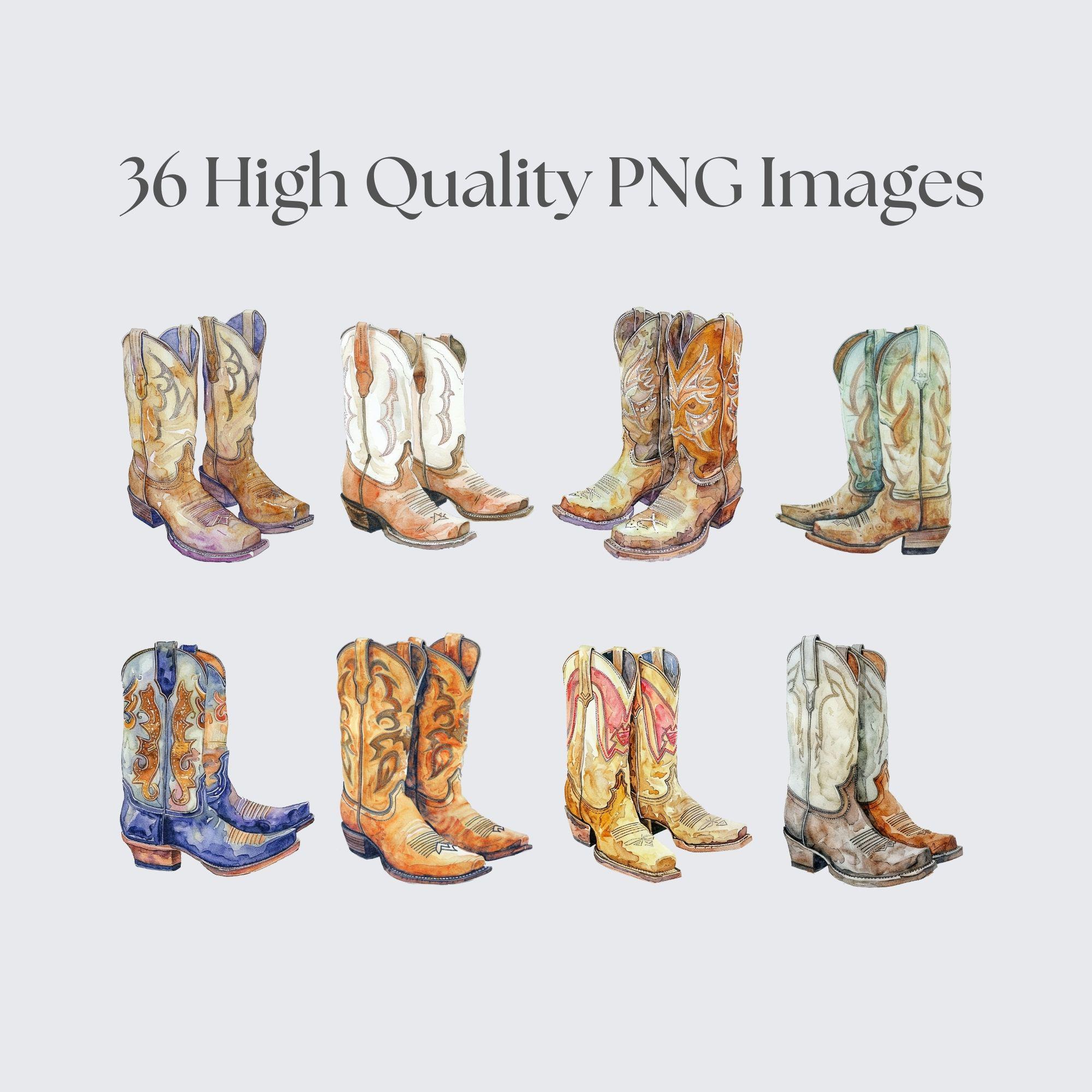 Watercolor Cowboy Boot Clipart, Western Boots for Commercial Use, South ...