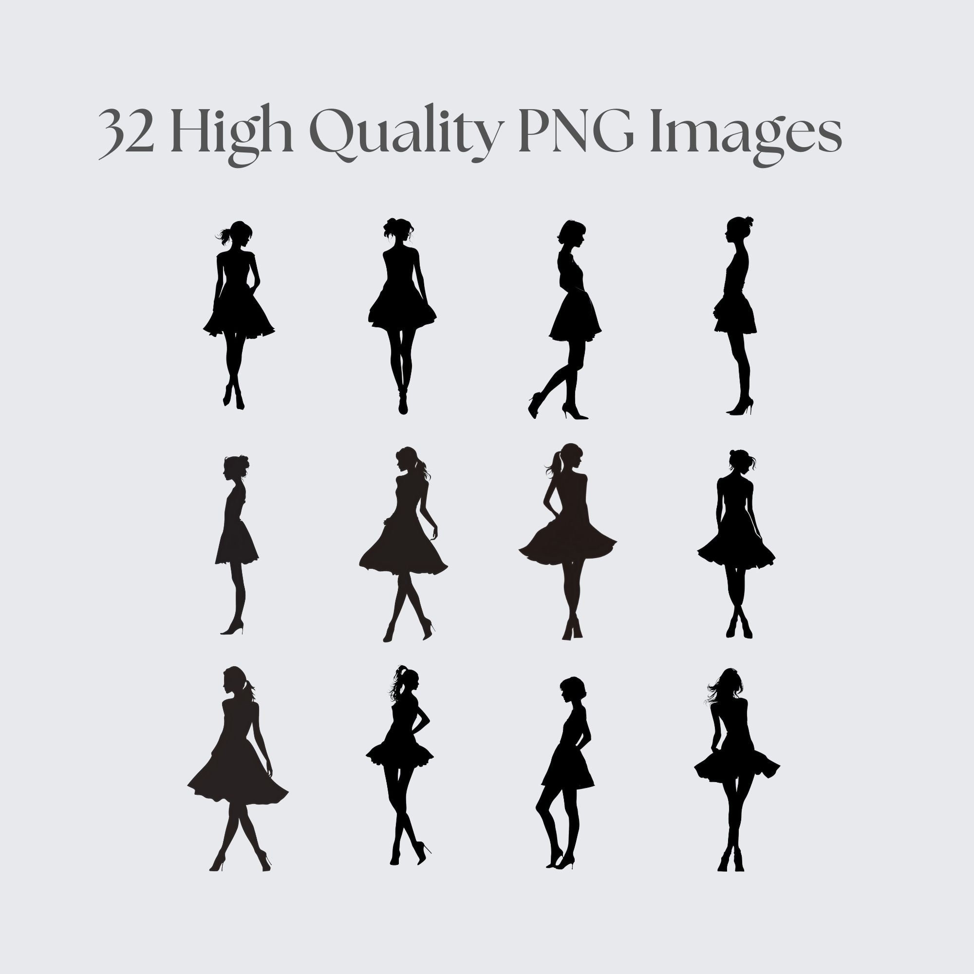 Woman Body Silhouettes Png, Women in Dress Silhouette Png, Fashion ...