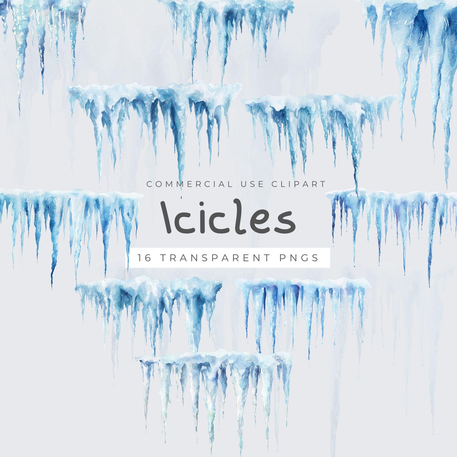 Icicle Clipart for Winter Crafts, Digital Download PNG, Frosty Ice ...