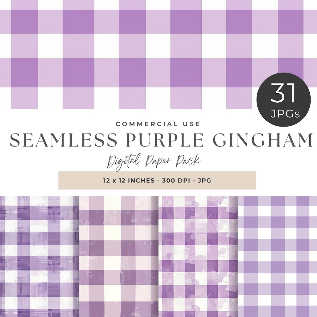 Light Purple & White Gingham Plaid Checks Digital Paper, Seamless ...