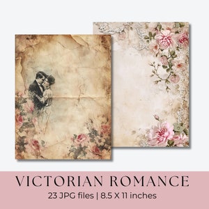 Victorian Romance Junk Journal Paper, Victorian Love Junk Journal ...