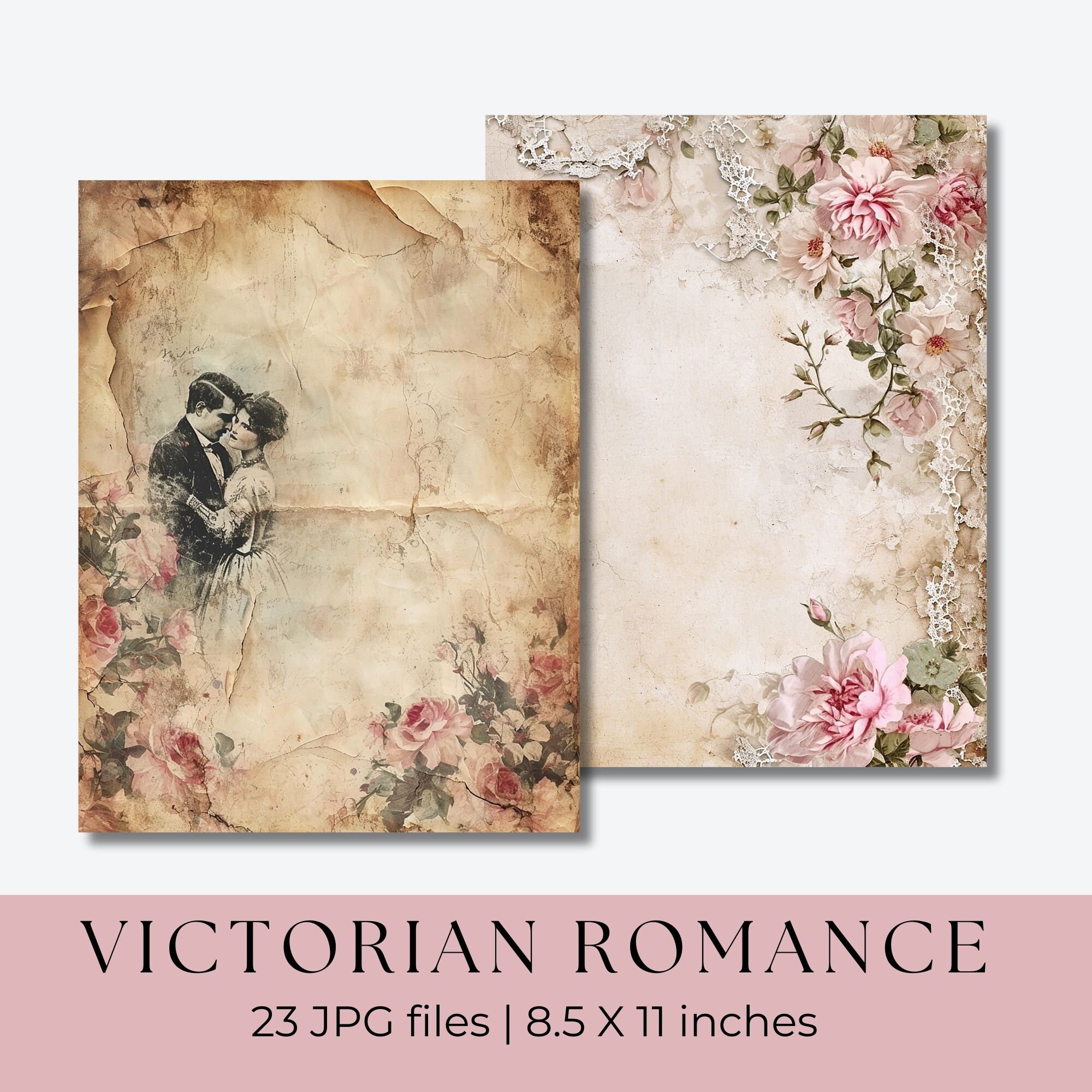 Victorian Romance Junk Journal Paper, Victorian Love Junk Journal ...