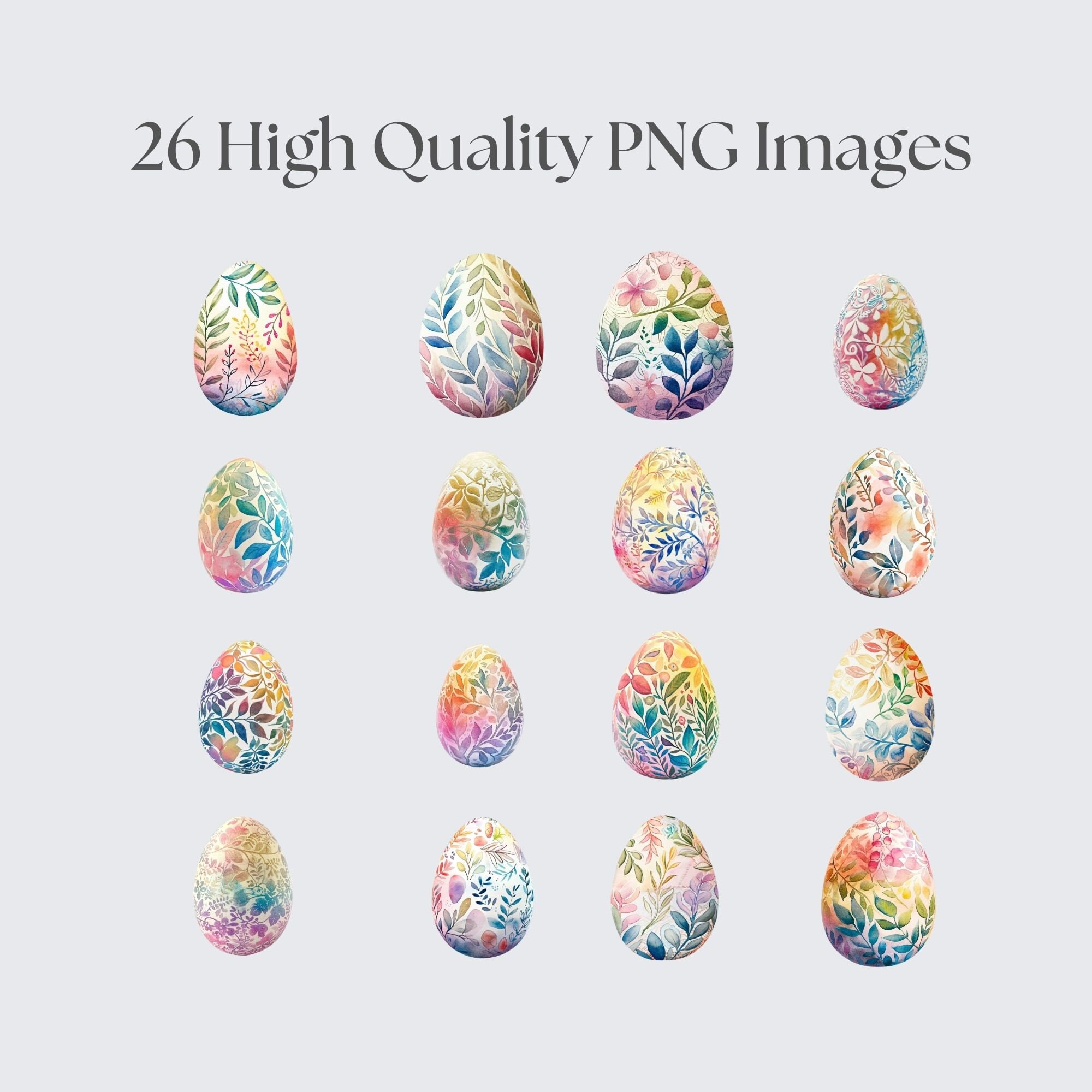 Watercolor Easter Egg Clipart: Rainbow Toile Springtime Bundle ...