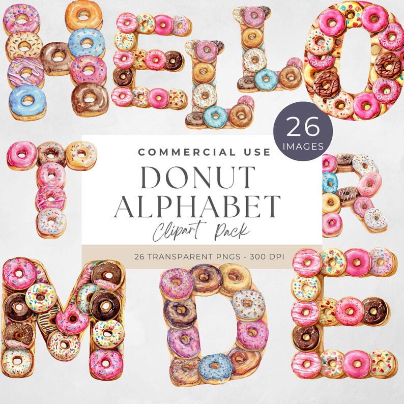 Donut Letters Clipart, Fun Alphabet PNG, Sweet Birthday Decorations ...